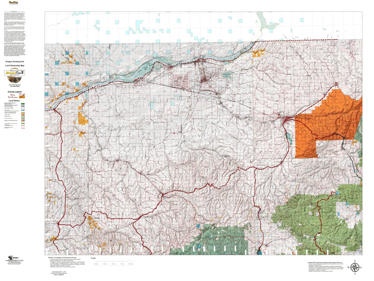 Oregon Hunting Unit 44, Columbia Basin Land Ownership Map by HuntData ...