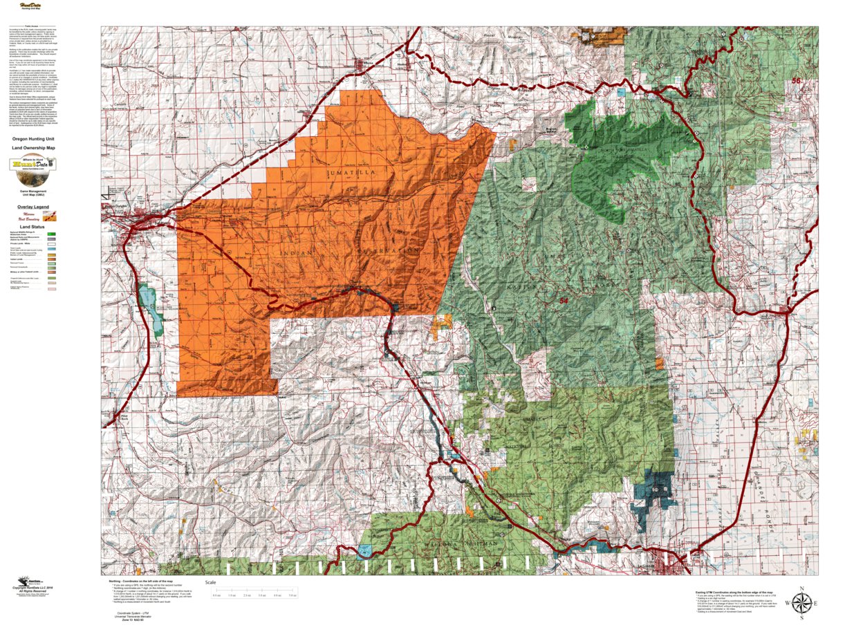 Oregon Hunting Unit 54, Mount Emily Land Ownership Map by HuntData LLC ...