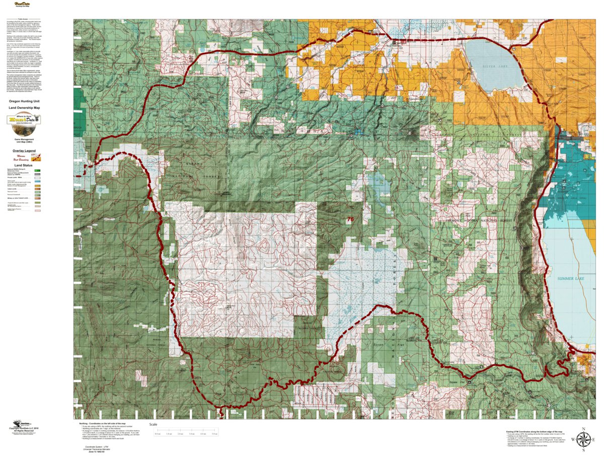Oregon Hunting Unit 76, Silver Lake Land Ownership Map by HuntData LLC | Avenza Maps