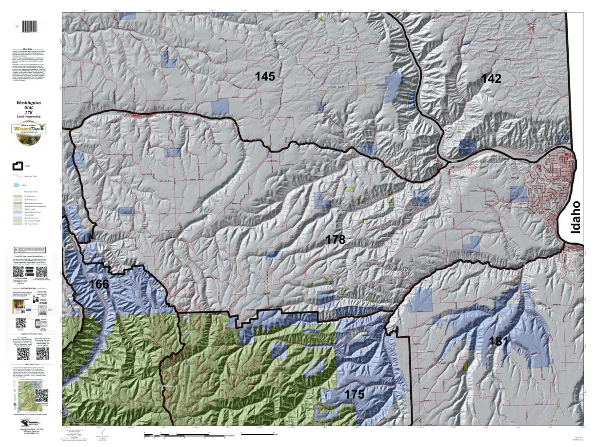 Washington Hunting Unit(s) 178 Landownership Map by HuntData LLC ...