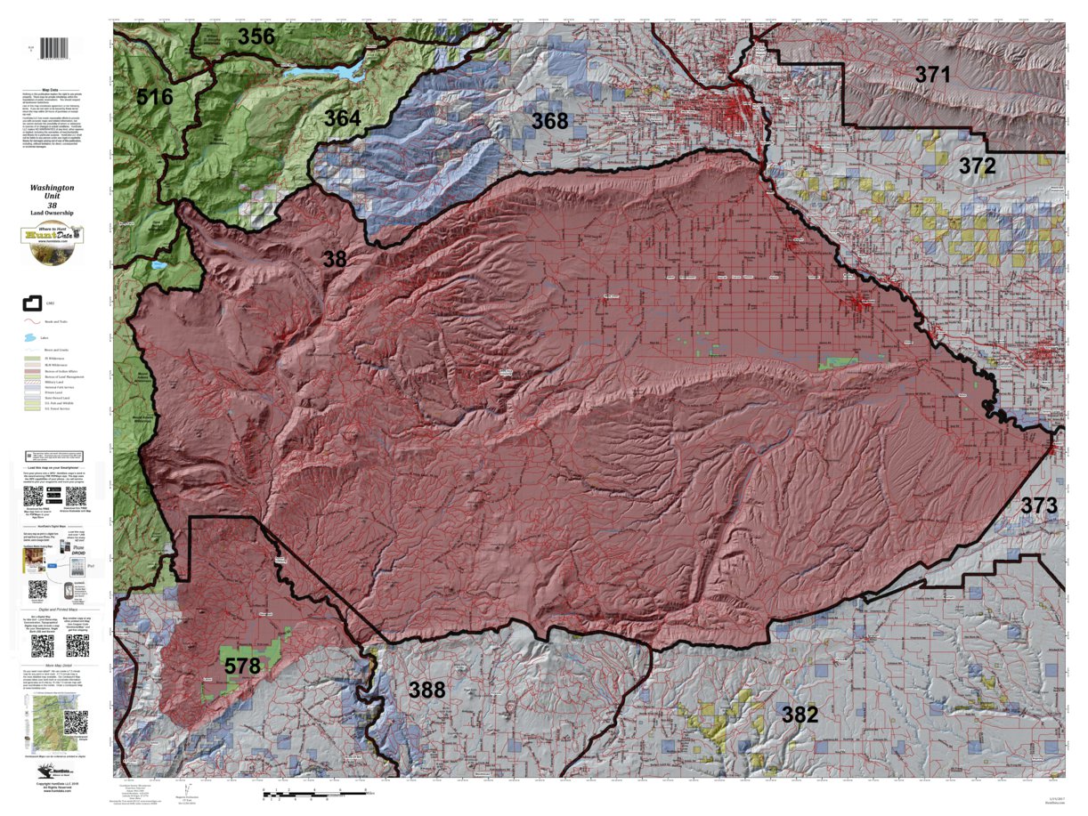 Washington Hunting Unit(s) 38 Landownership Map by HuntData LLC ...
