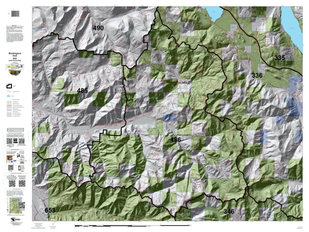 Washington Hunting Unit(s) 466 Landownership Map by HuntData LLC ...