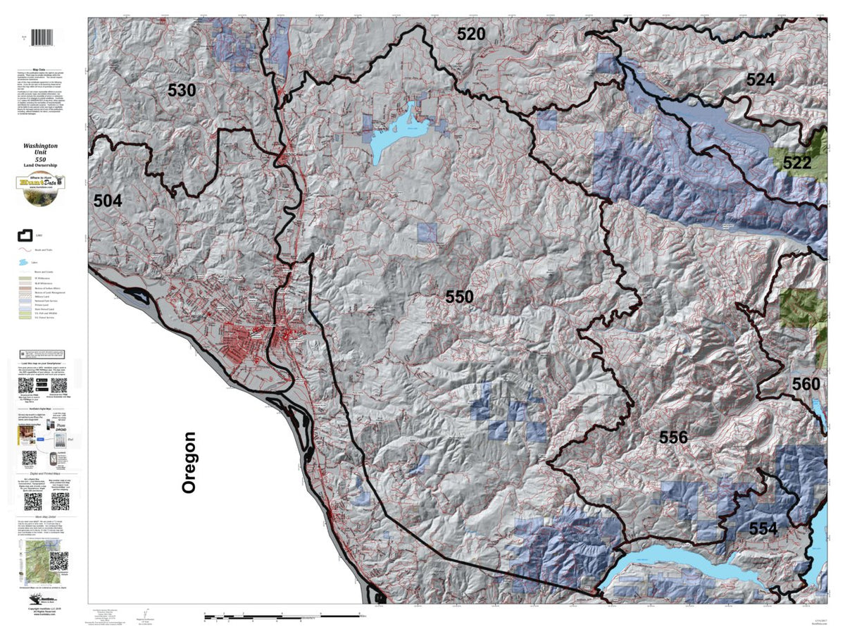Washington Hunting Unit(s) 550 Landownership Map by HuntData LLC ...