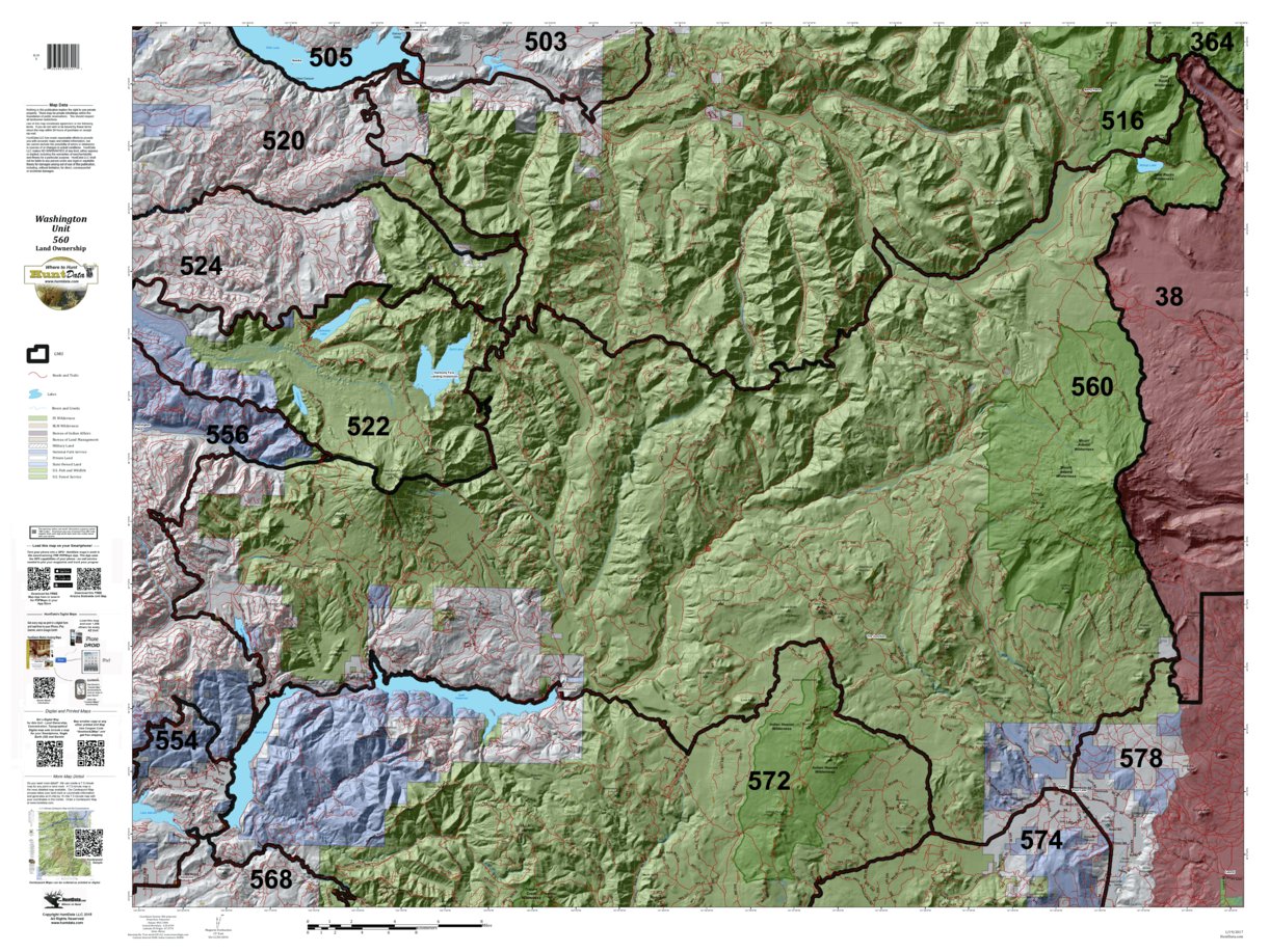 Washington Hunting Unit(s) 560 Landownership Map by HuntData LLC ...