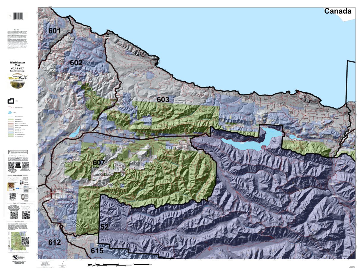Washington Hunting Unit(s) 603 607 Landownership Map by HuntData LLC ...