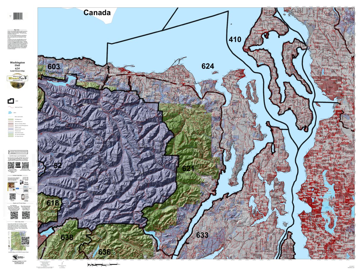 Washington Hunting Unit(s) 624 Landownership Map by HuntData LLC ...