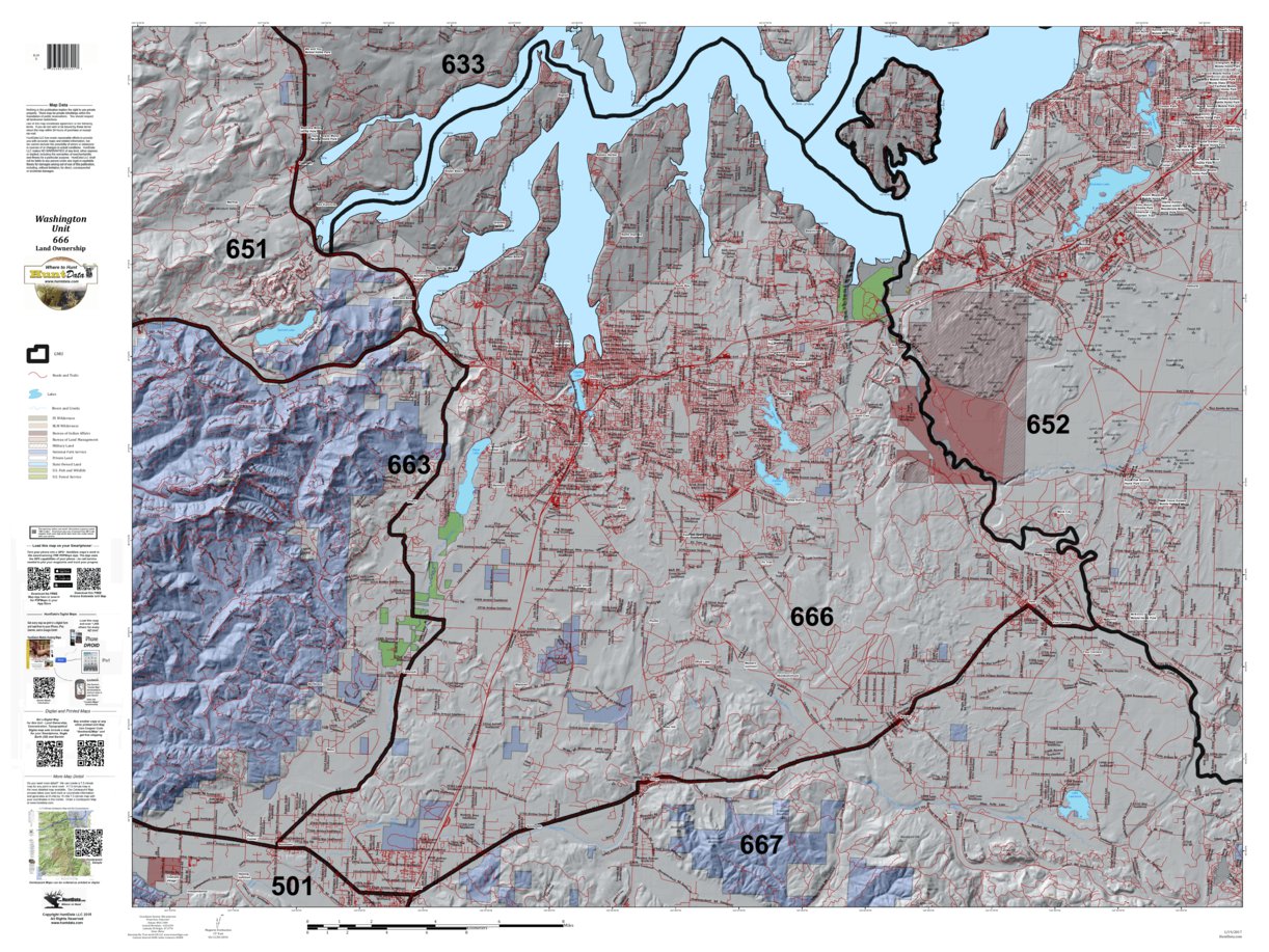 Washington Hunting Unit(s) 666 Landownership Map by HuntData LLC ...