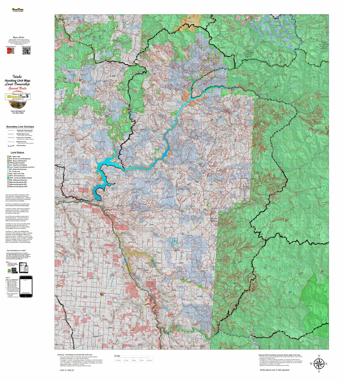 Idaho General Unit 10A Land Ownership Map by Idaho HuntData LLC ...