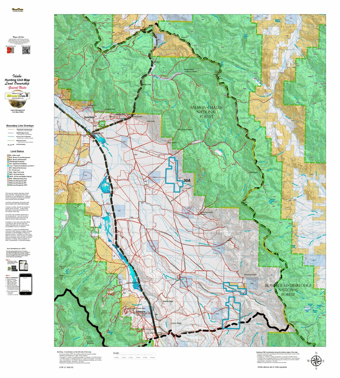 Idaho General Unit 30A Land Ownership Map by Idaho HuntData LLC ...