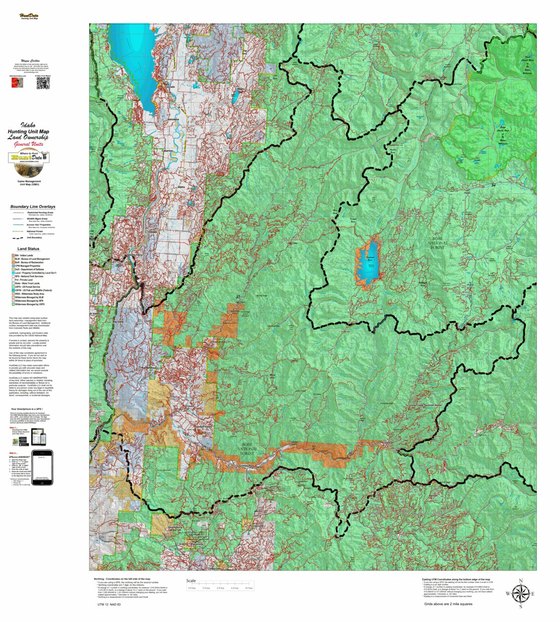 Idaho General Unit 33 Land Ownership Map by Idaho HuntData LLC | Avenza ...
