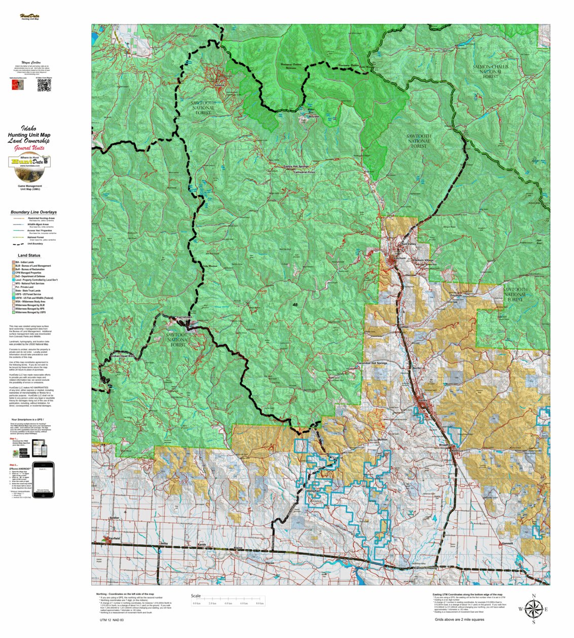Idaho General Unit 48 Land Ownership Map by Idaho HuntData LLC | Avenza ...