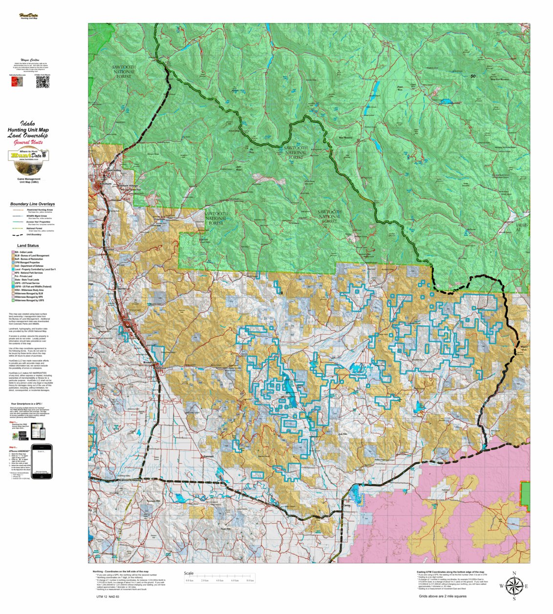 Idaho General Unit 49 Land Ownership Map by Idaho HuntData LLC | Avenza ...