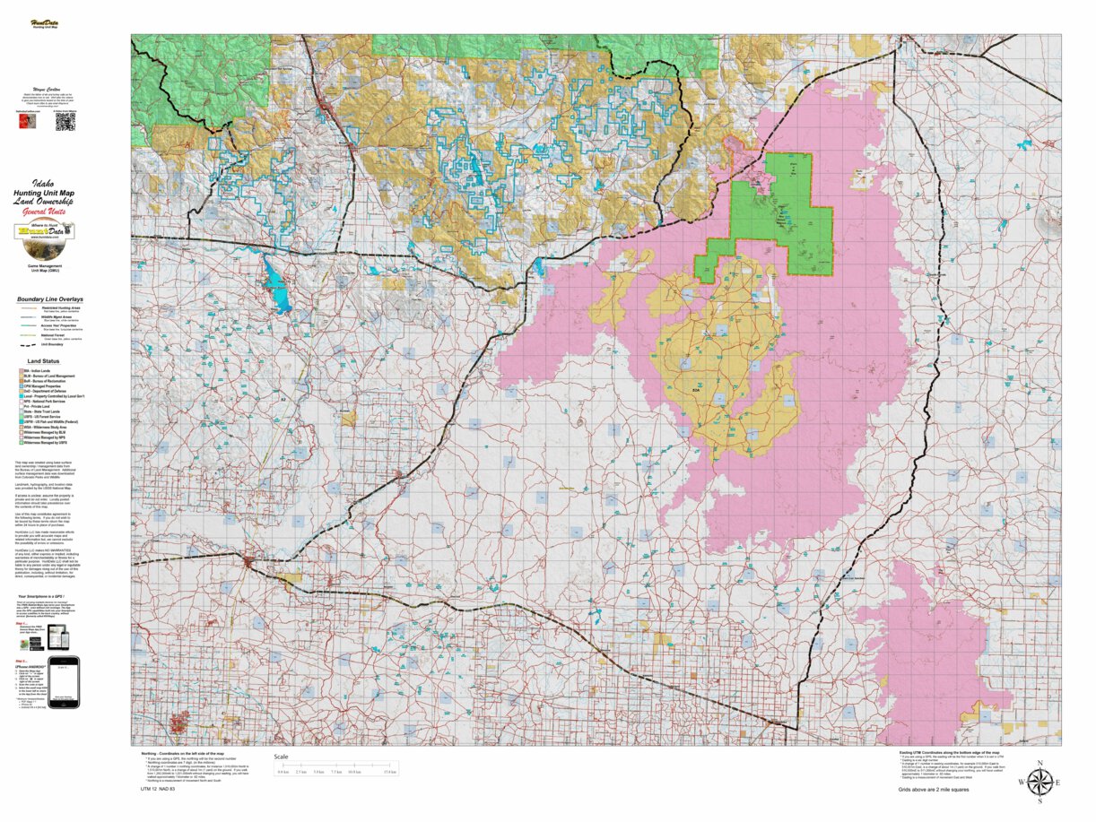Idaho General Unit 52A Land Ownership Map by Idaho HuntData LLC ...