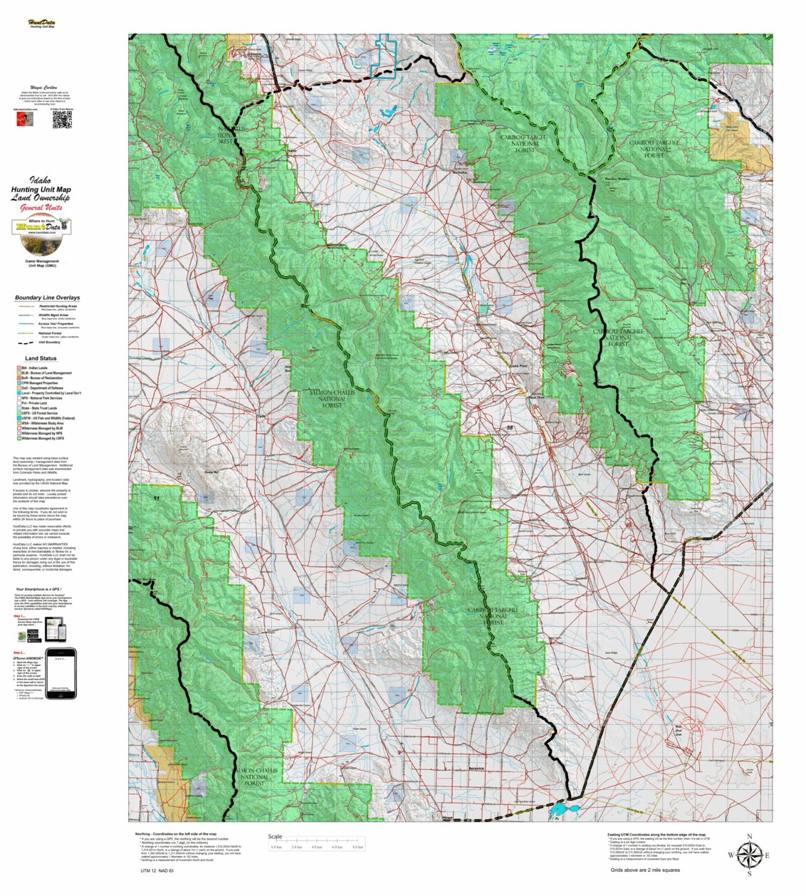 Idaho General Unit 58 Land Ownership Map by Idaho HuntData LLC | Avenza ...