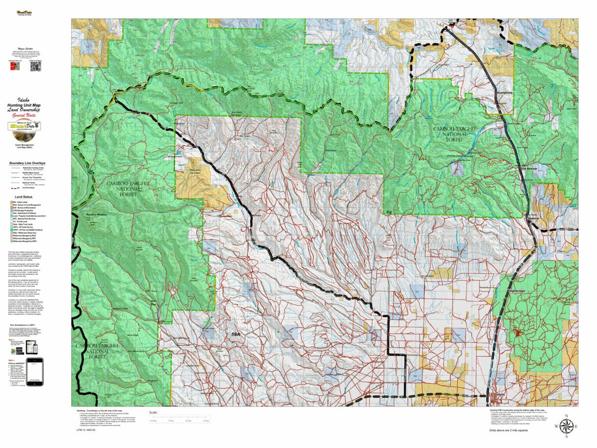 Idaho General Unit 59 Land Ownership Map by Idaho HuntData LLC | Avenza ...