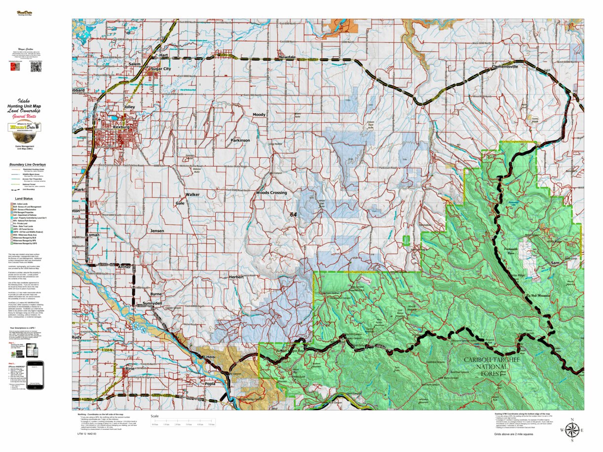 Idaho General Unit 64 Land Ownership Map by Idaho HuntData LLC | Avenza ...