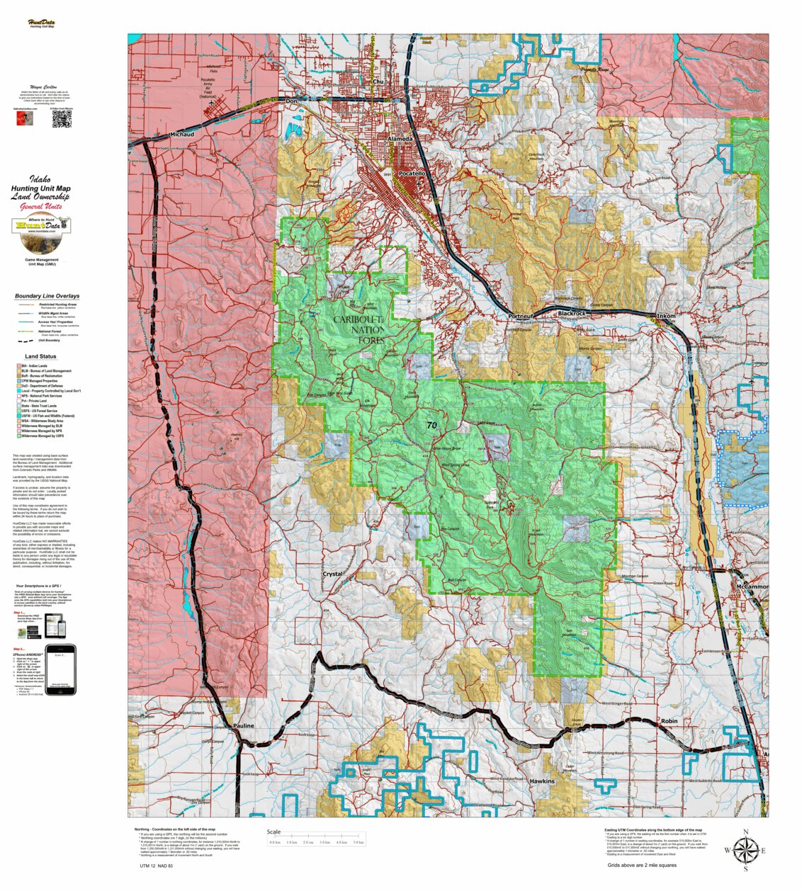 Idaho General Unit 70 Land Ownership Map by Idaho HuntData LLC | Avenza ...