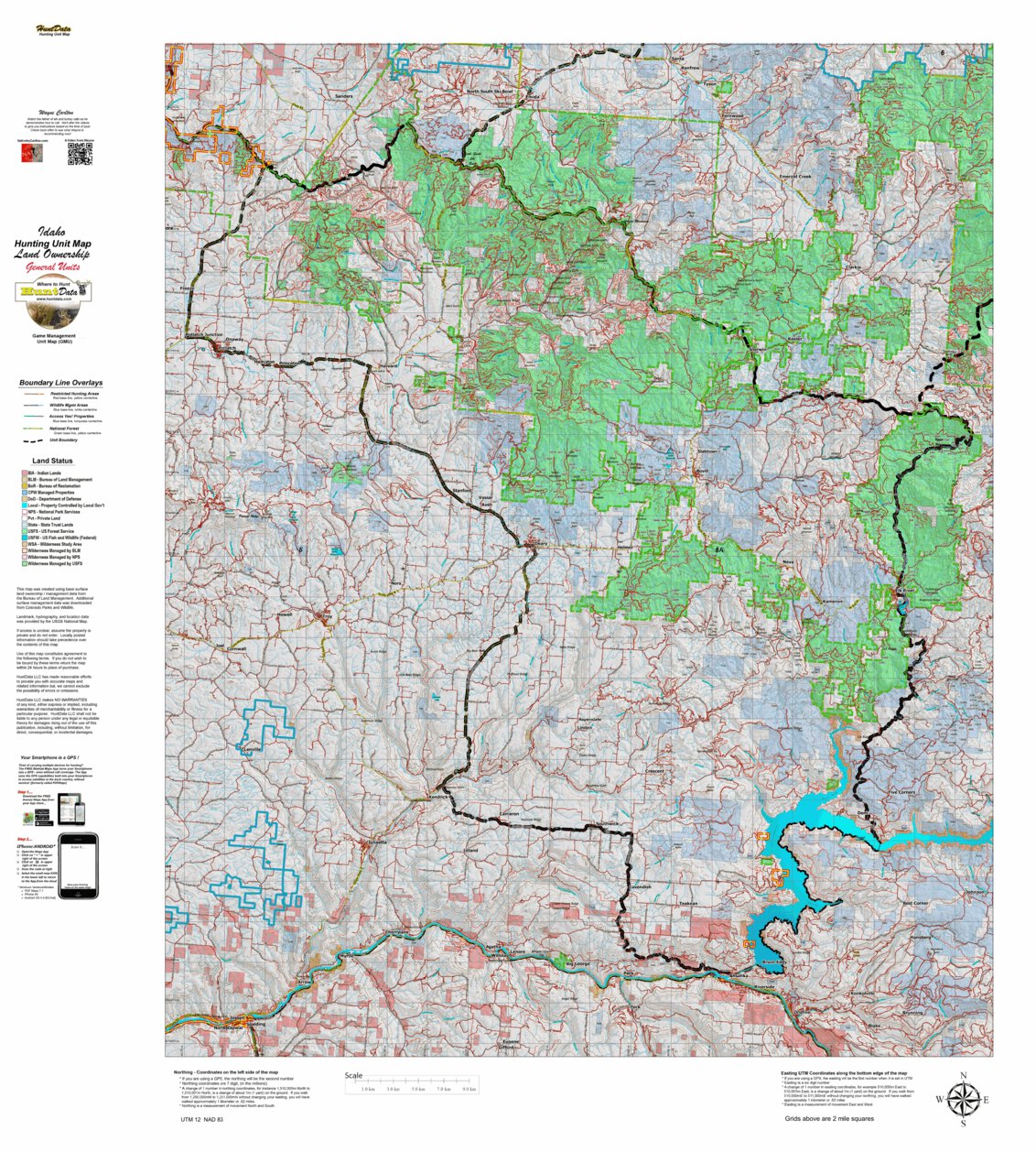 Idaho General Unit 8A Land Ownership Map by Idaho HuntData LLC | Avenza ...