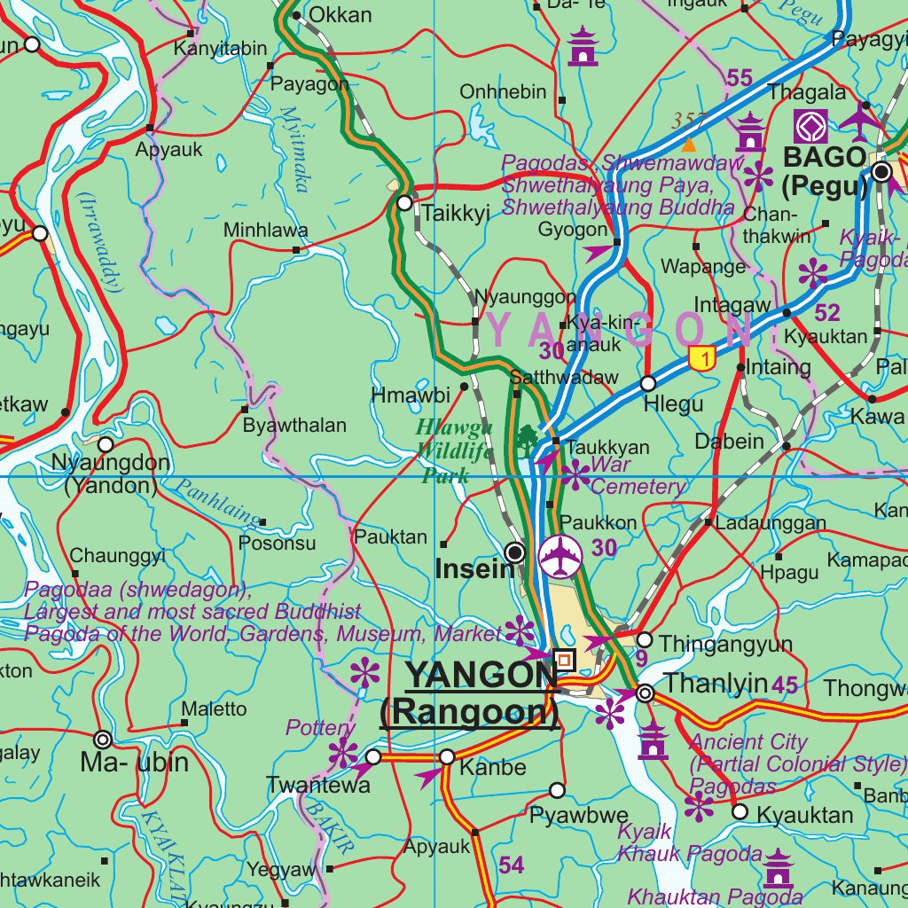 Myanmar (Burma) 1:1,350,000 - ITMB Map by ITMB Publishing Ltd. | Avenza ...