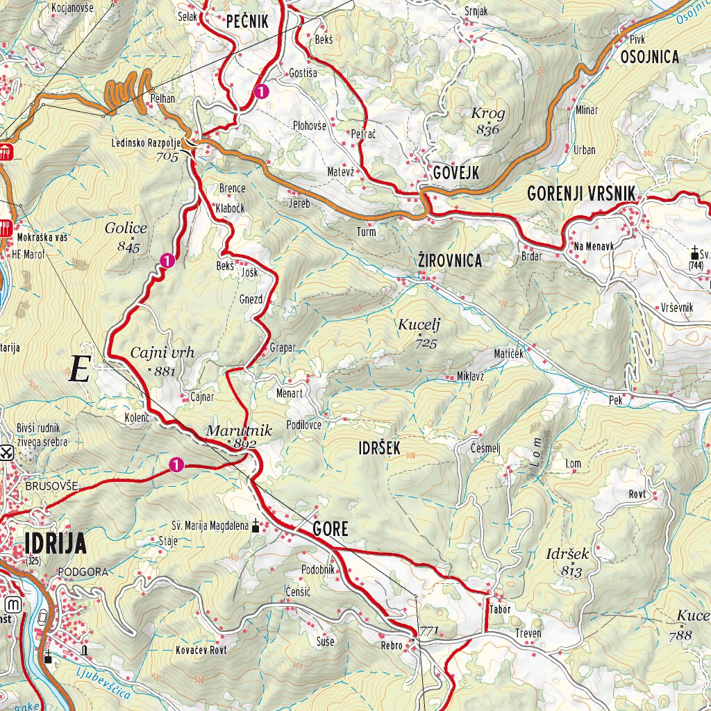 Škofjeloško, Idrijsko in Cerkljansko hribovje 1 : 40 000 Kartografija ...