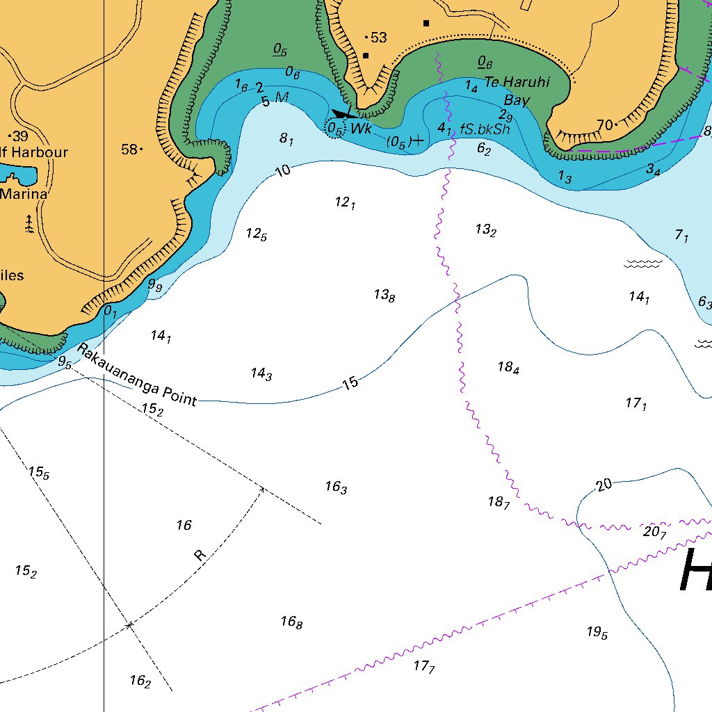 Mahurangi Harbour to Rangitoto Island Map by Land Information New ...