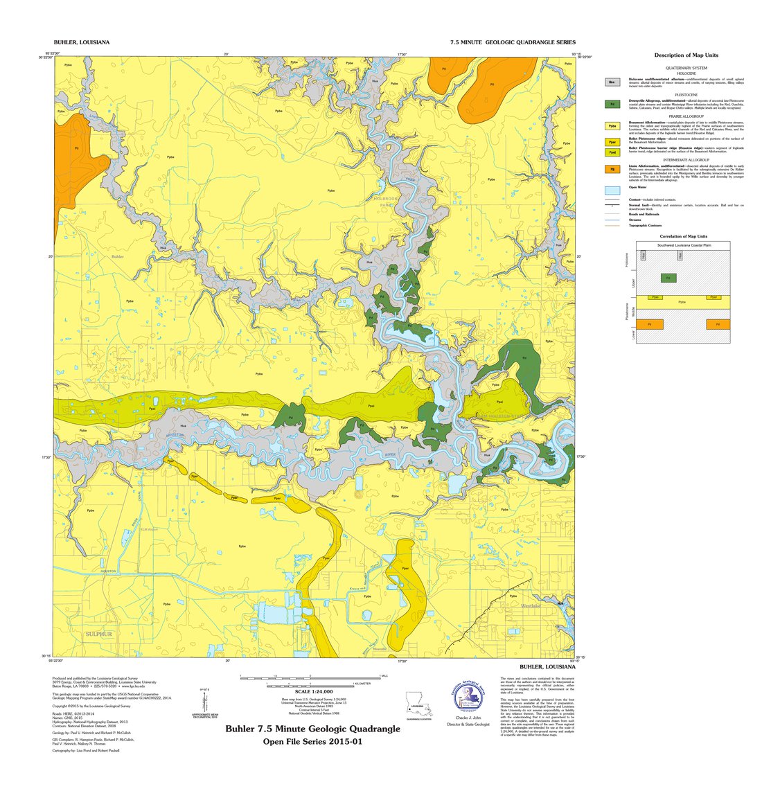 Buhler La 24k surface geology Map by Louisiana Geological Survey (LSU ...