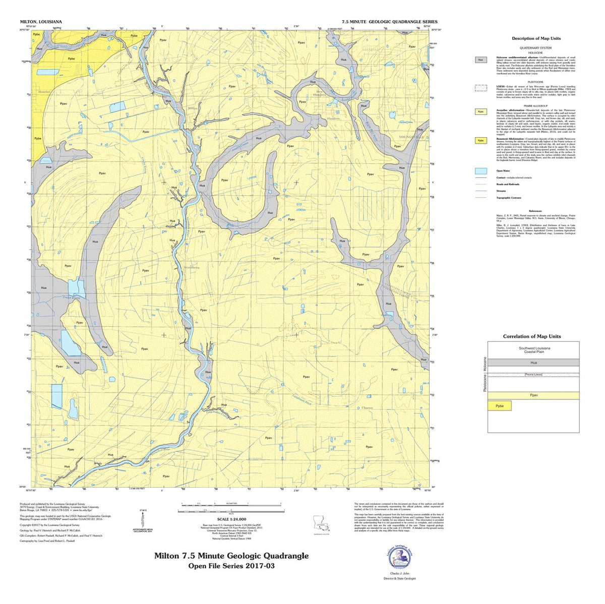 Milton, La 24k Surface Geology Map by Louisiana Geological Survey (LSU ...