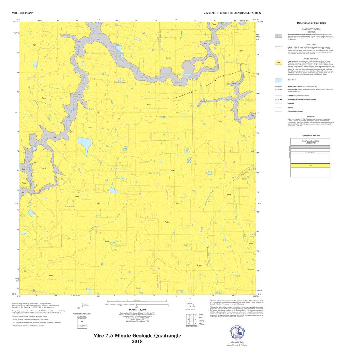 Mire 24k surface geology Map by Louisiana Geological Survey (LSU ...