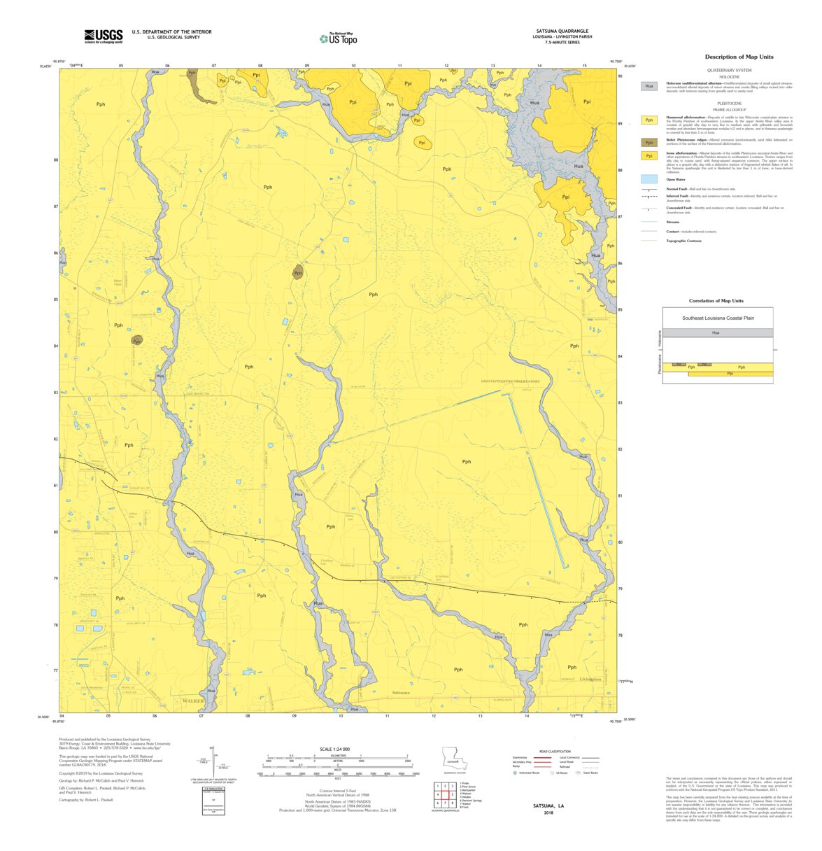 Satsuma Surface Geology Map by Louisiana Geological Survey (LSU ...