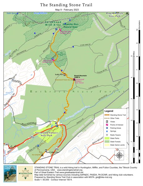 Standing Stone Trail Map 9 by Mid State Trail Association, Inc ...