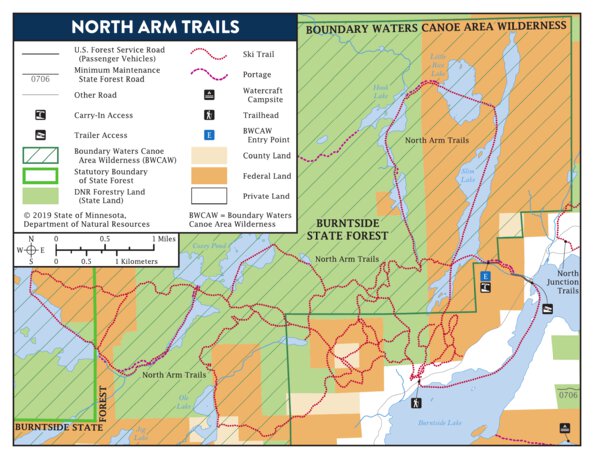 North Arm Trails, Burntside State Forest Map by Minnesota Department of ...