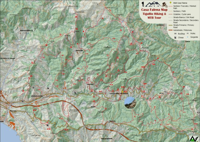 Casa Falena Map Tigullio Hiking & MTB by MNMaps | Avenza Maps