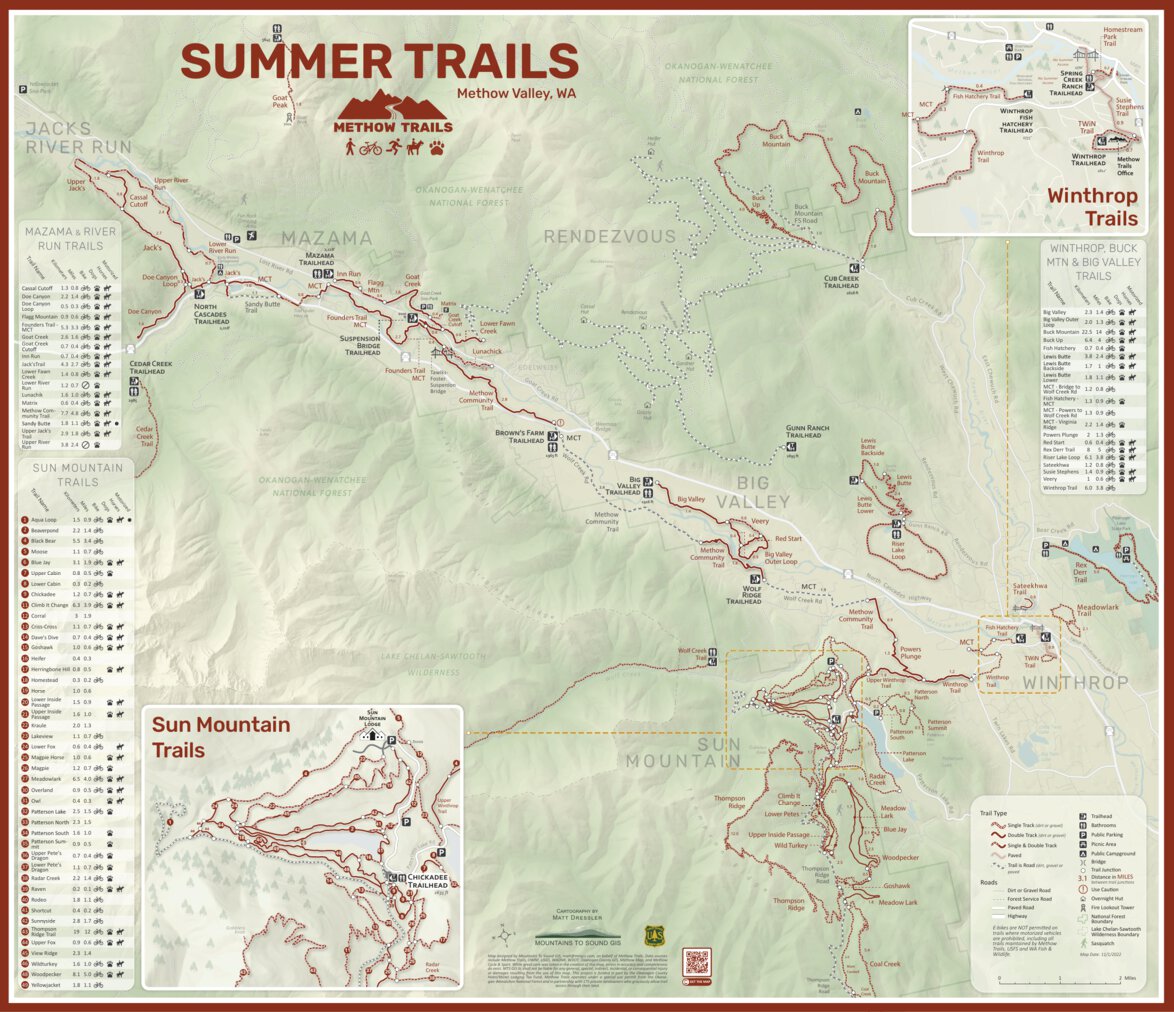 Summer Trails, Methow Valley, Washington Map by Mountains To Sound GIS ...