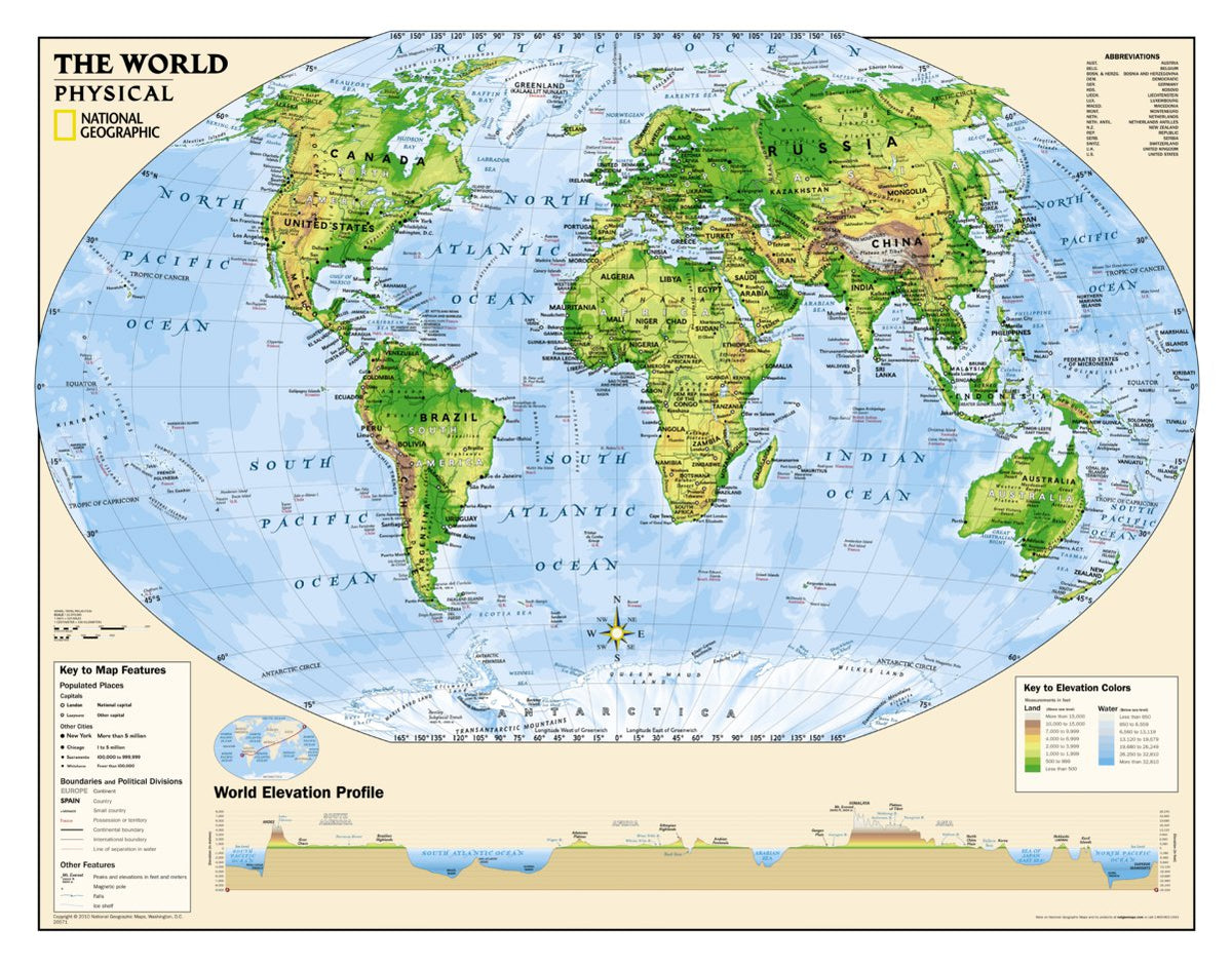 Kids Physical World Education (Grades 6-12) Map by National Geographic ...