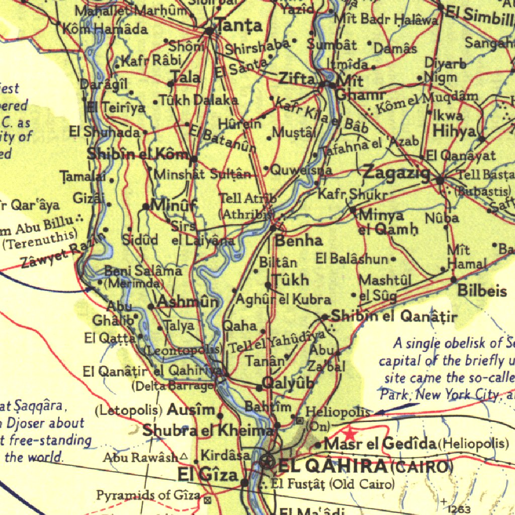 Nile Valley, Land Of The Pharaohs North 1965 Map by National Geographic ...