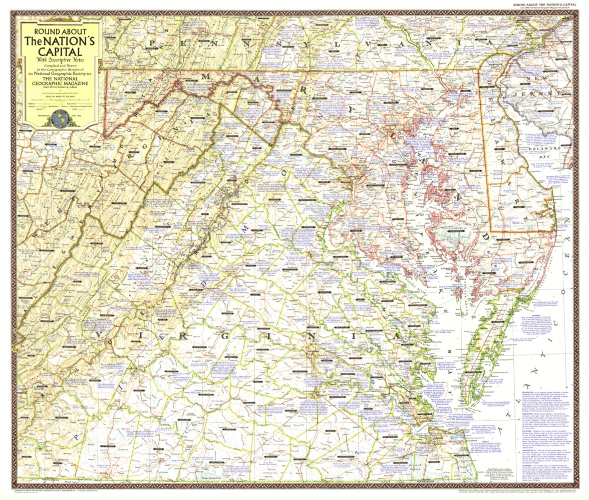 Round About The Nation's Capital 1956 Map by National Geographic ...