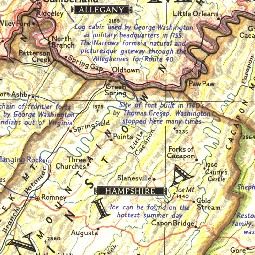 Round About The Nation's Capital 1956 Map by National Geographic ...