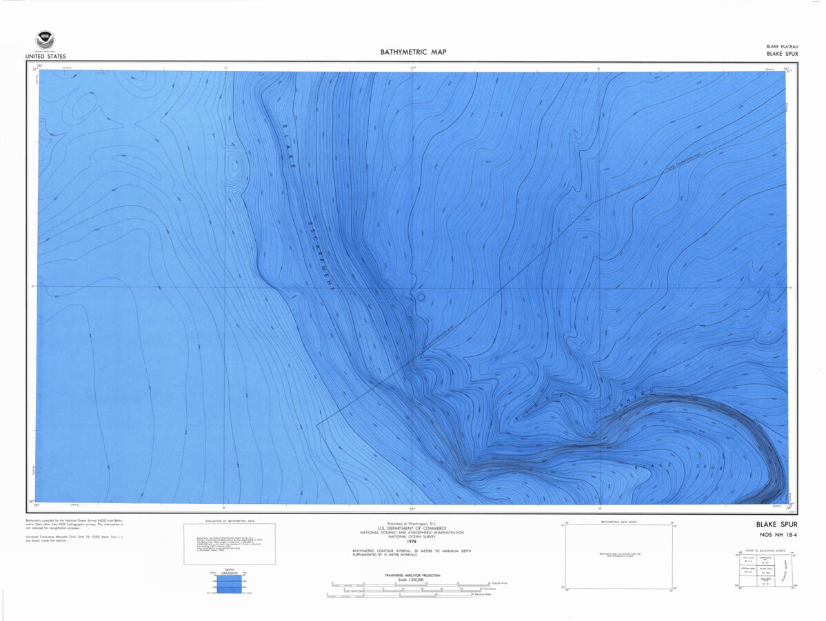 Blake Spur (NH 18-4) Map by National Oceanographic & Atmospheric ...