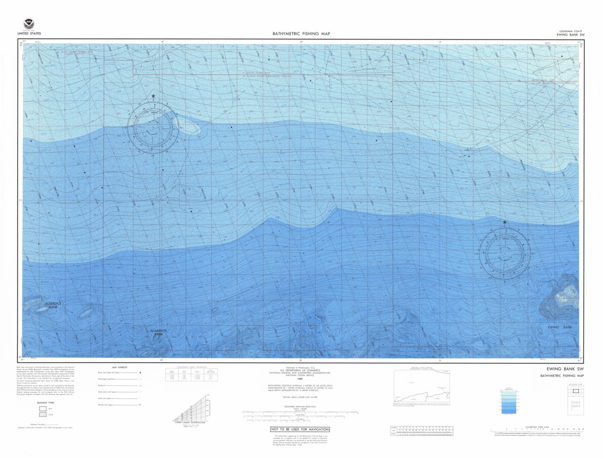 Ewing Bank S.W. (F-92) Map by National Oceanographic & Atmospheric ...