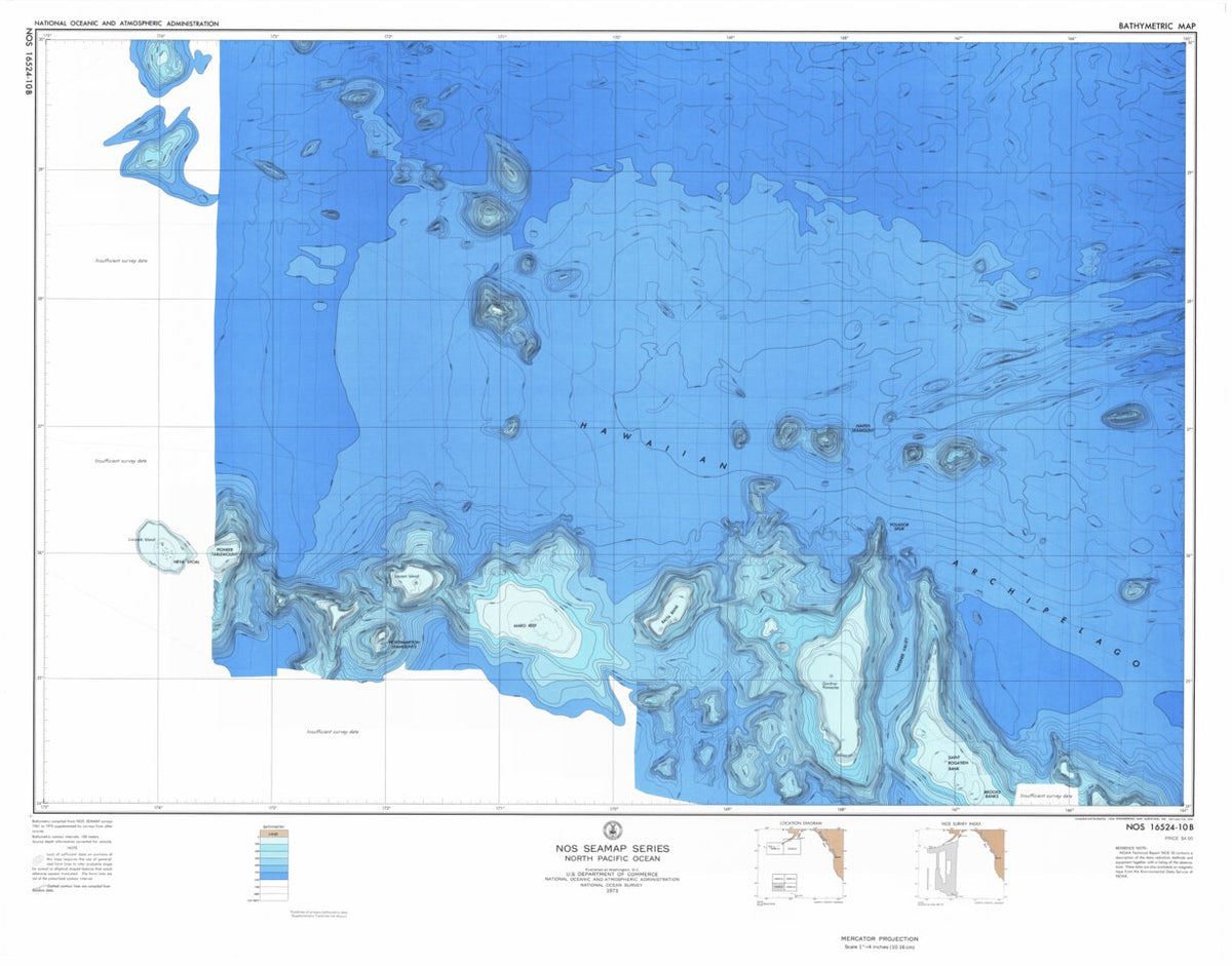 North Pacific Ocean (16524-10B) Map by National Oceanographic ...
