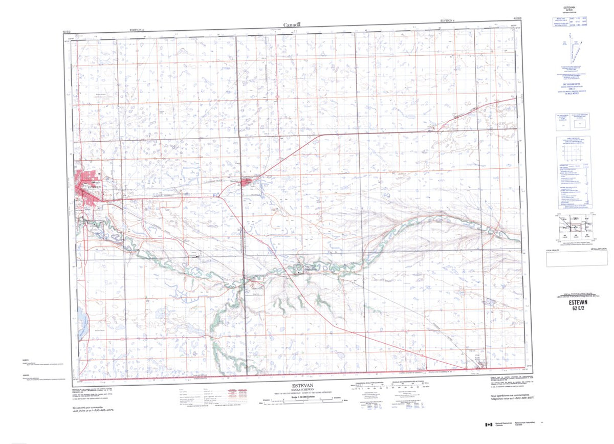Estevan, SK (062E02 CanMatrix) Map by Natural Resources Canada | Avenza ...