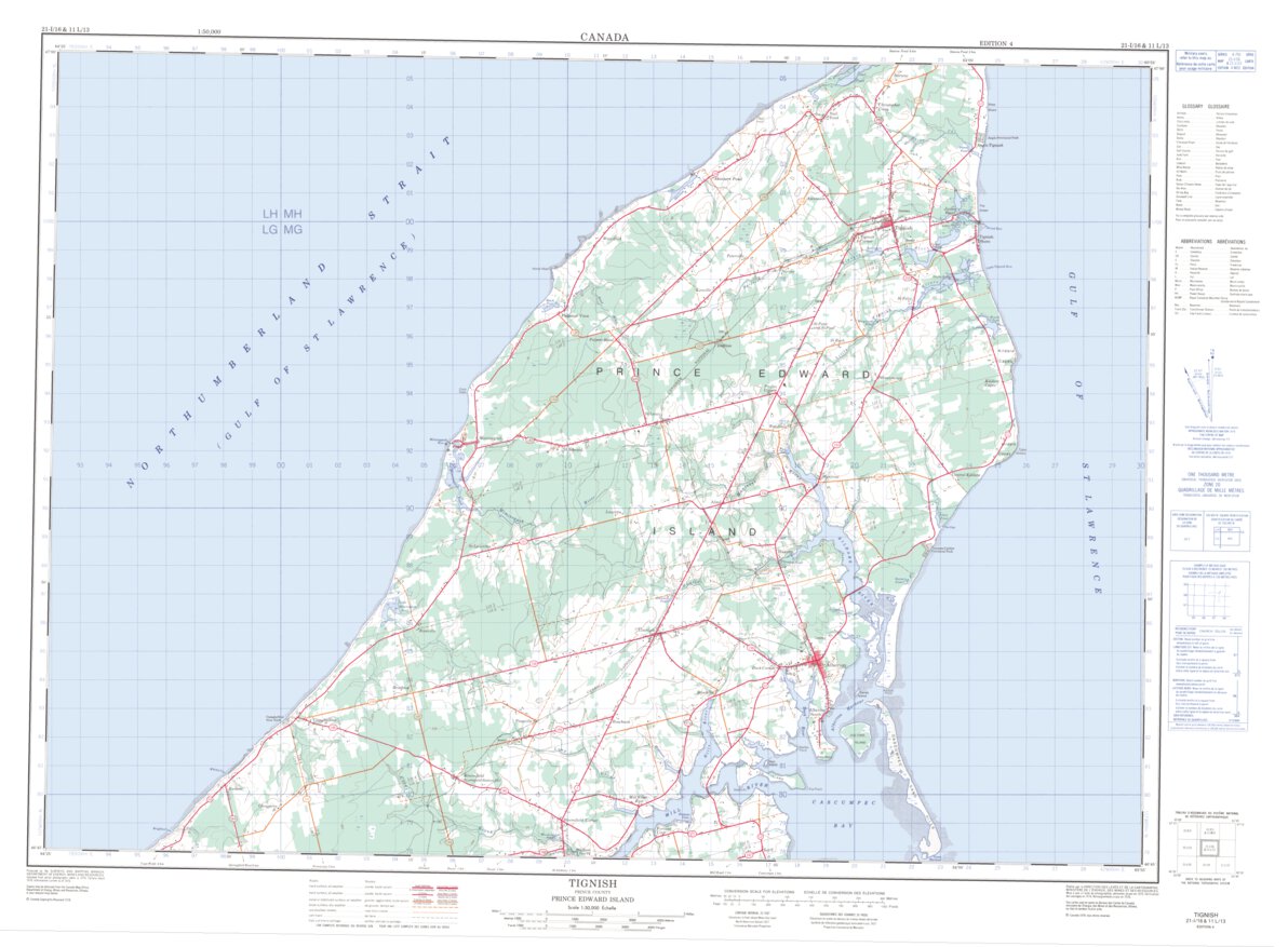 Tignish, PE (021I16 CanMatrix) Map by Natural Resources Canada | Avenza ...