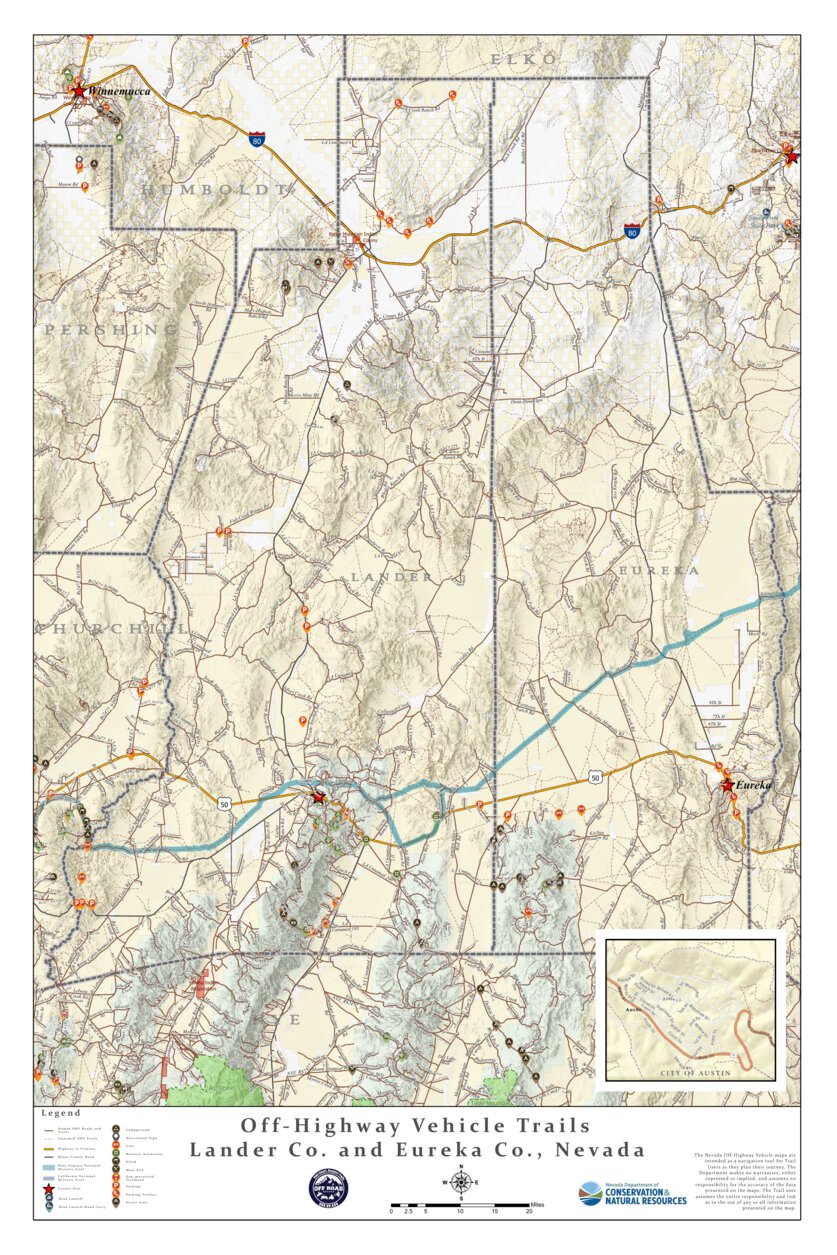 Lander and Eureka County OHV Trails Map by Nevada Department of ...