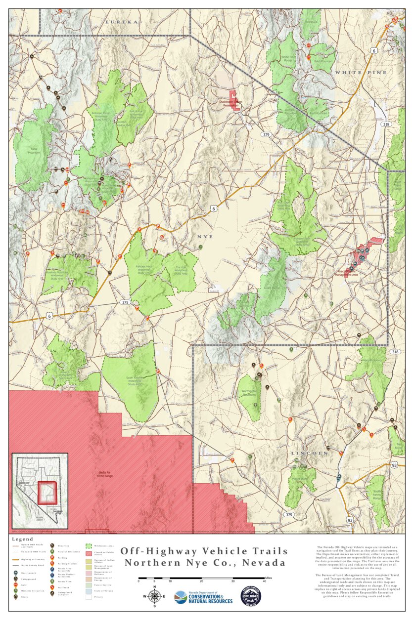 North Eastern Nye County OHV Trails Map by Nevada Department of ...