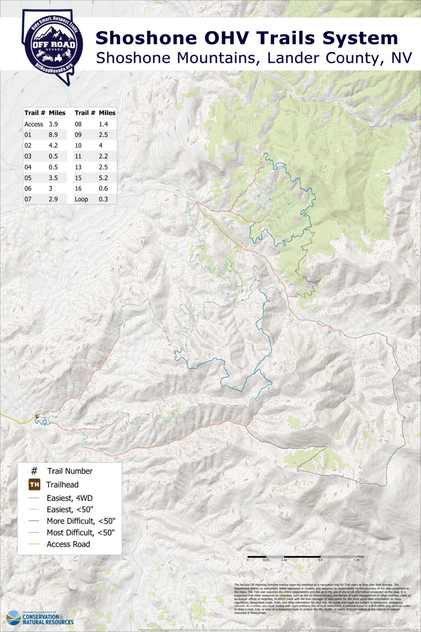 Shoshone OHV Trails Map by Nevada Department of Conservation and ...