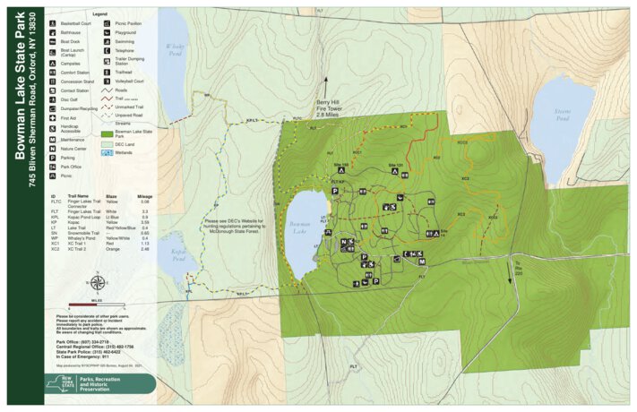 Bowman Lake State Park Trail Map by New York State Parks | Avenza Maps