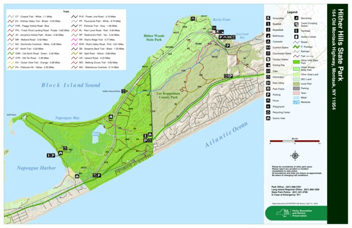 Hither Hills State Park Trail Map by New York State Parks | Avenza Maps