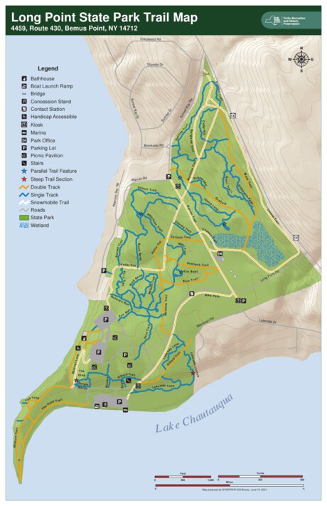 Long Point State Park on Lake Chautauqua Trail Map by New York State ...