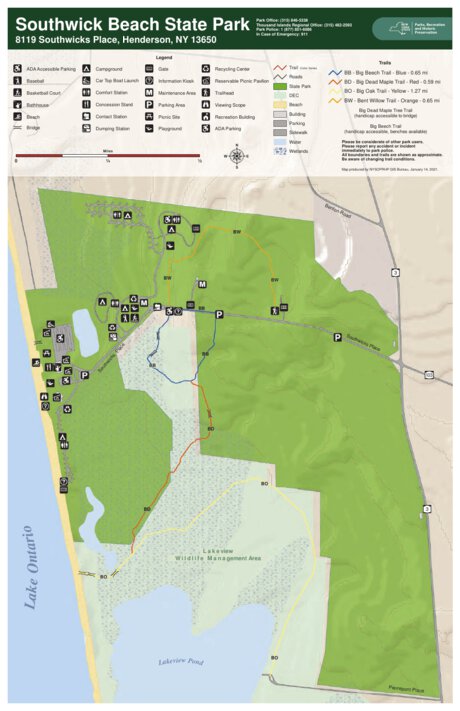 Southwick Beach State Park Trail Map by New York State Parks | Avenza Maps