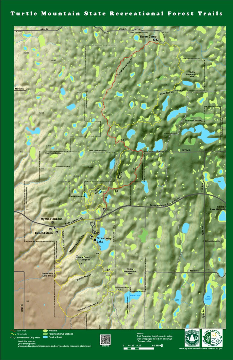 Turtle Mountain State Recreational Forest Trails Map by North Dakota ...